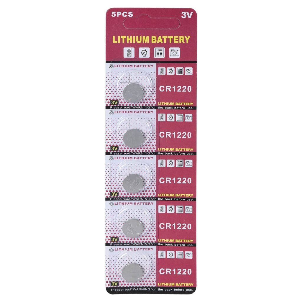 5 кнопочных батареек CR1220 3 В