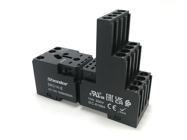 SKC08-E Цоколь 2CO 12A (300V), винтовой зажим, черный, на рейку DIN35/панель, для RKE, RKF