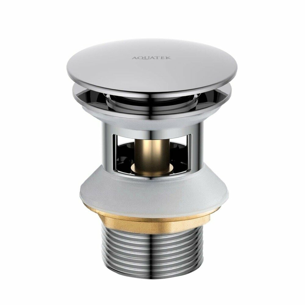 Донный клапан Aquatek AQ6002CR, для раковины, с переливом, латунь