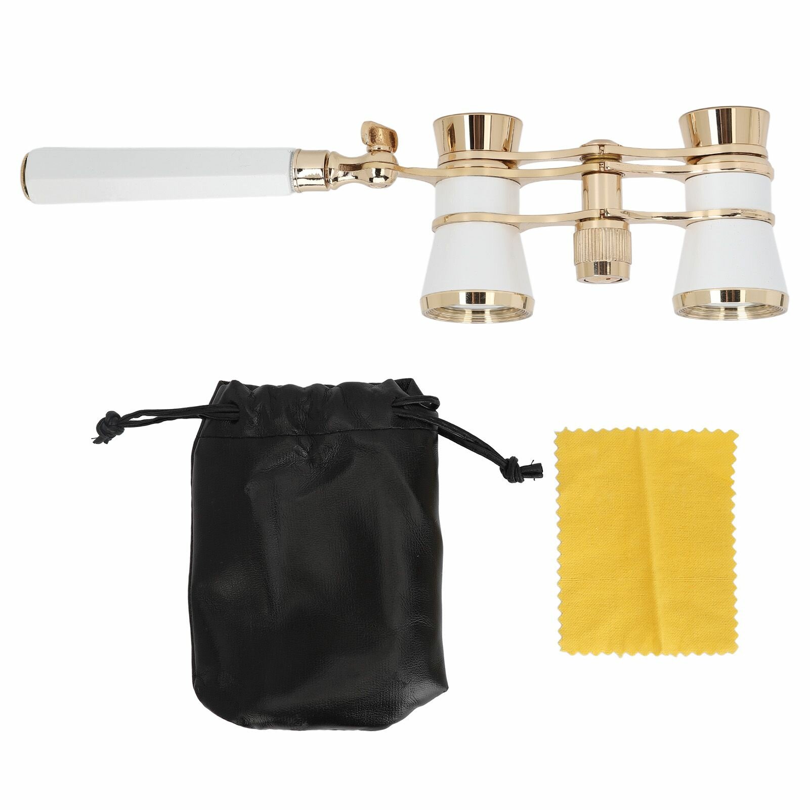 Оперный бинокль 3X25, металлический, с ручкой, белый