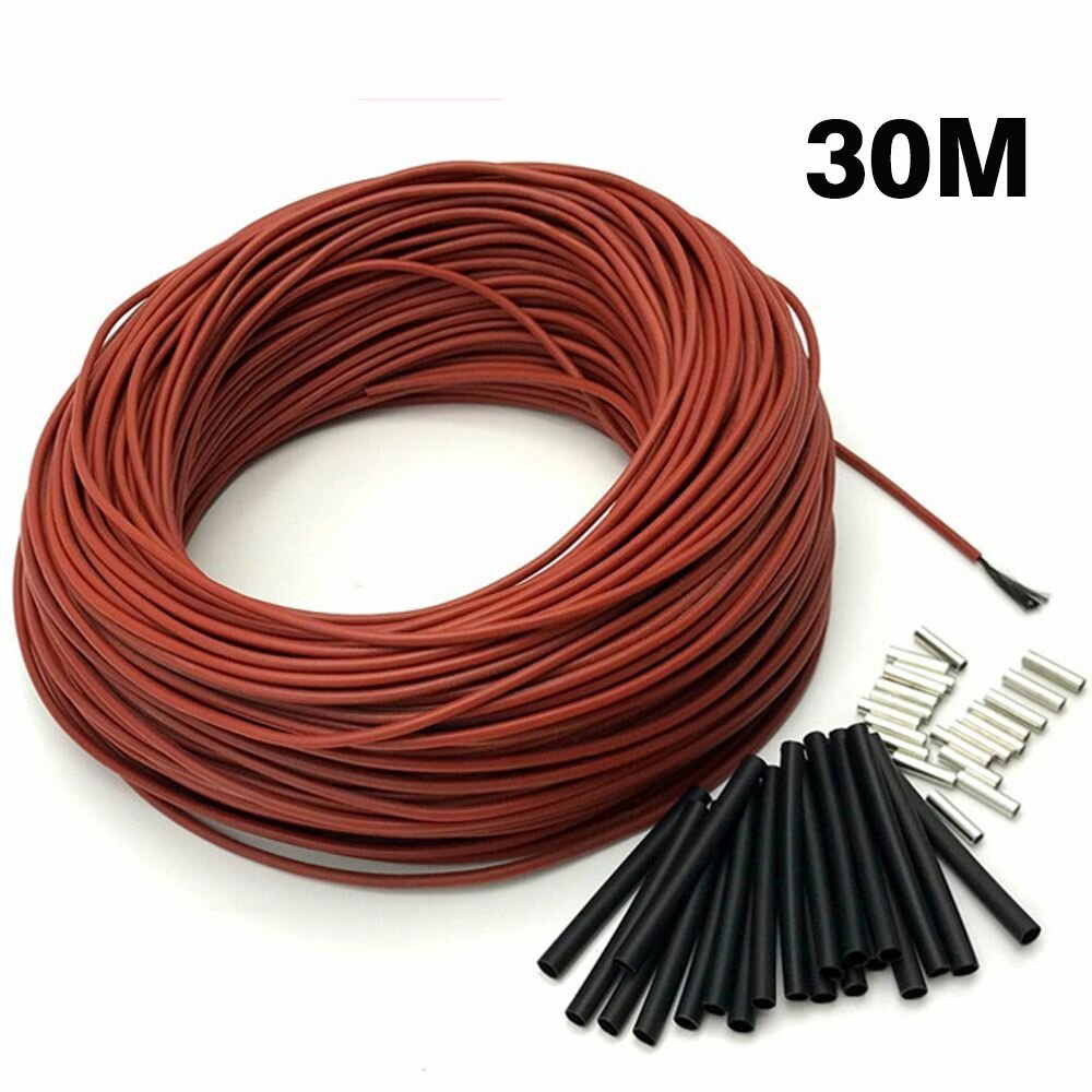 От 10 до 100 метров 12K Теплый нагревательный кабель для пола 33 Ом/М Инфракрасная пленка для подогрева пола 220 В Катушка нагревательных проводов из углеродного волокна