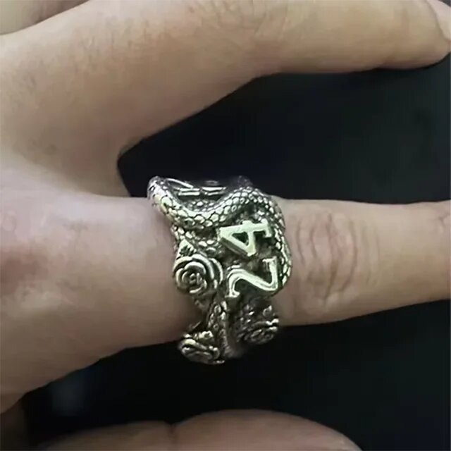 Винтажные черные мамби змеи, открывающиеся кольца для мужчин, ретро темнота, цифры, металлические кольца на палец, мужские панк готические вечерние ювелирные изделия, подарки