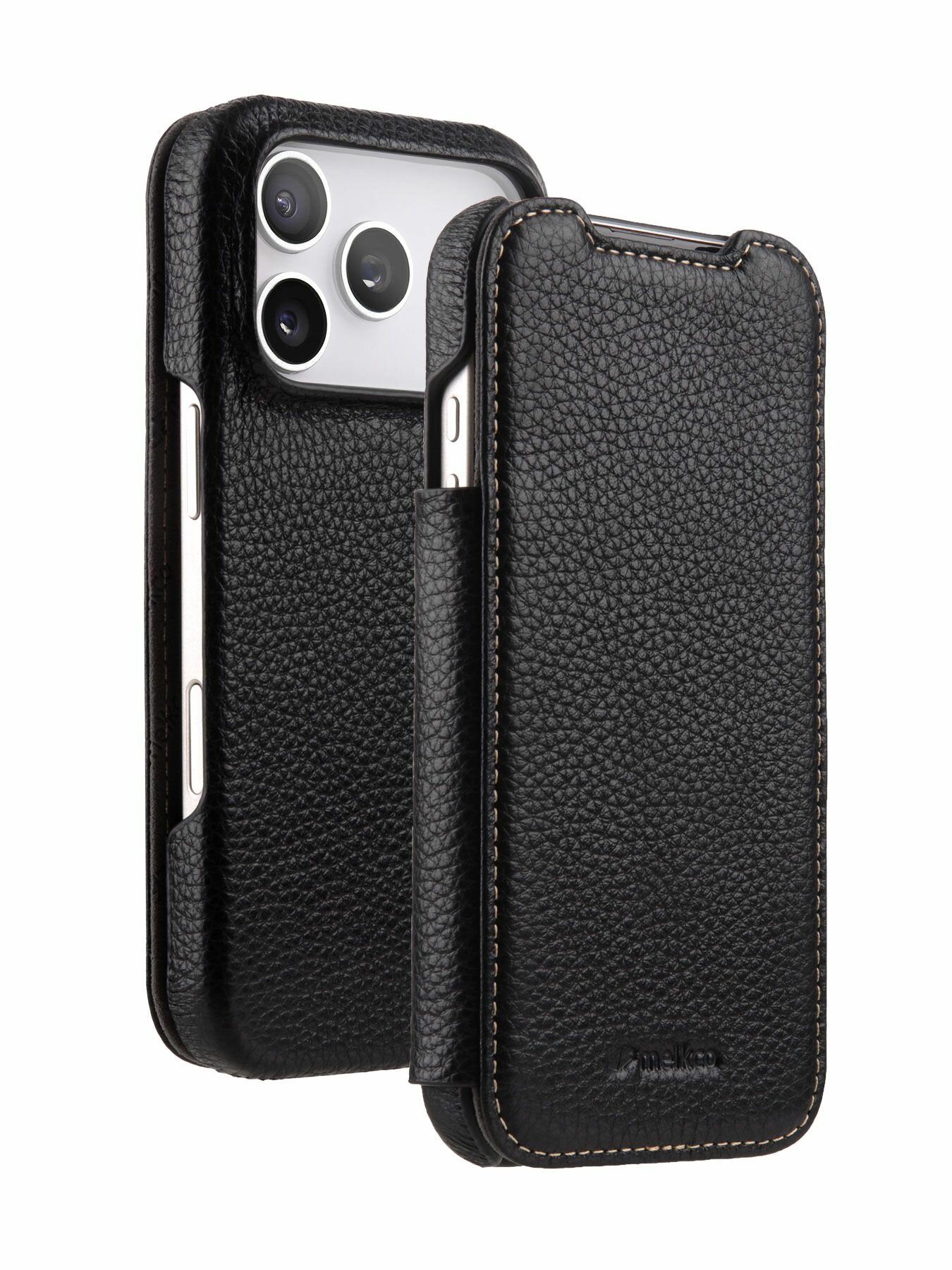 Кожаный чехол книжка с Magsafe Face Cover Type для iPhone 17 Pro Max, черный