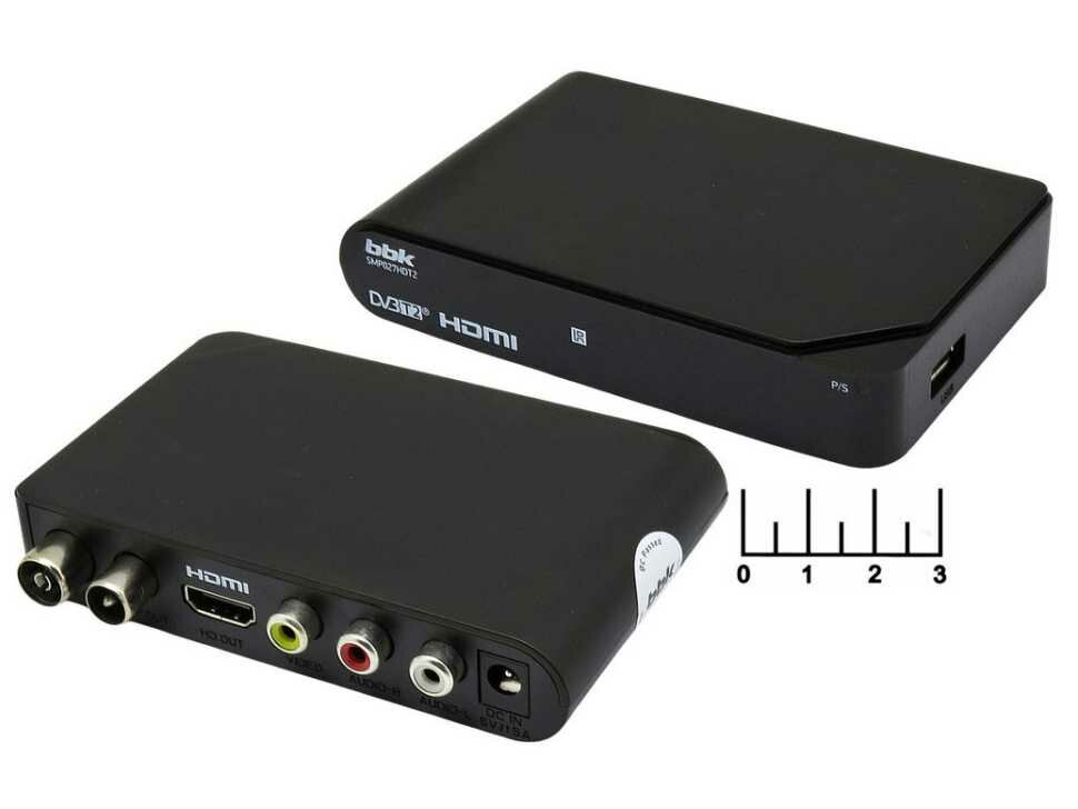 Ресивер цифровой телевизионный DVB-T2 BBK SMP027HDT2 + медиаплеер (шнур 3RCA-3RCA)