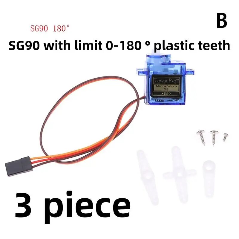 3шт SG90 180° сервопривод с пластиковыми зубьями