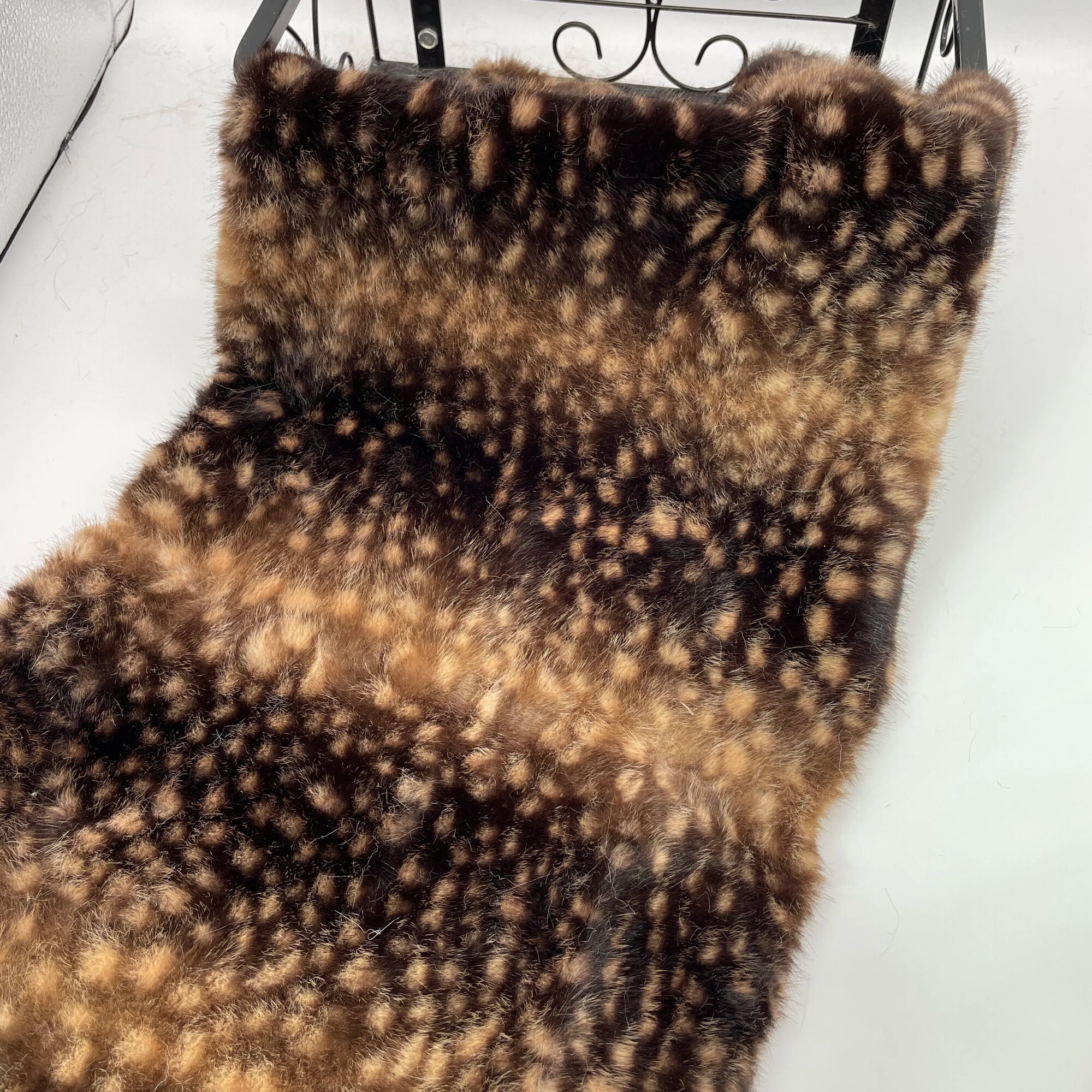 Искусственный мех, плюшевый, леопардовый, 100% полиэстер, 45*160 см