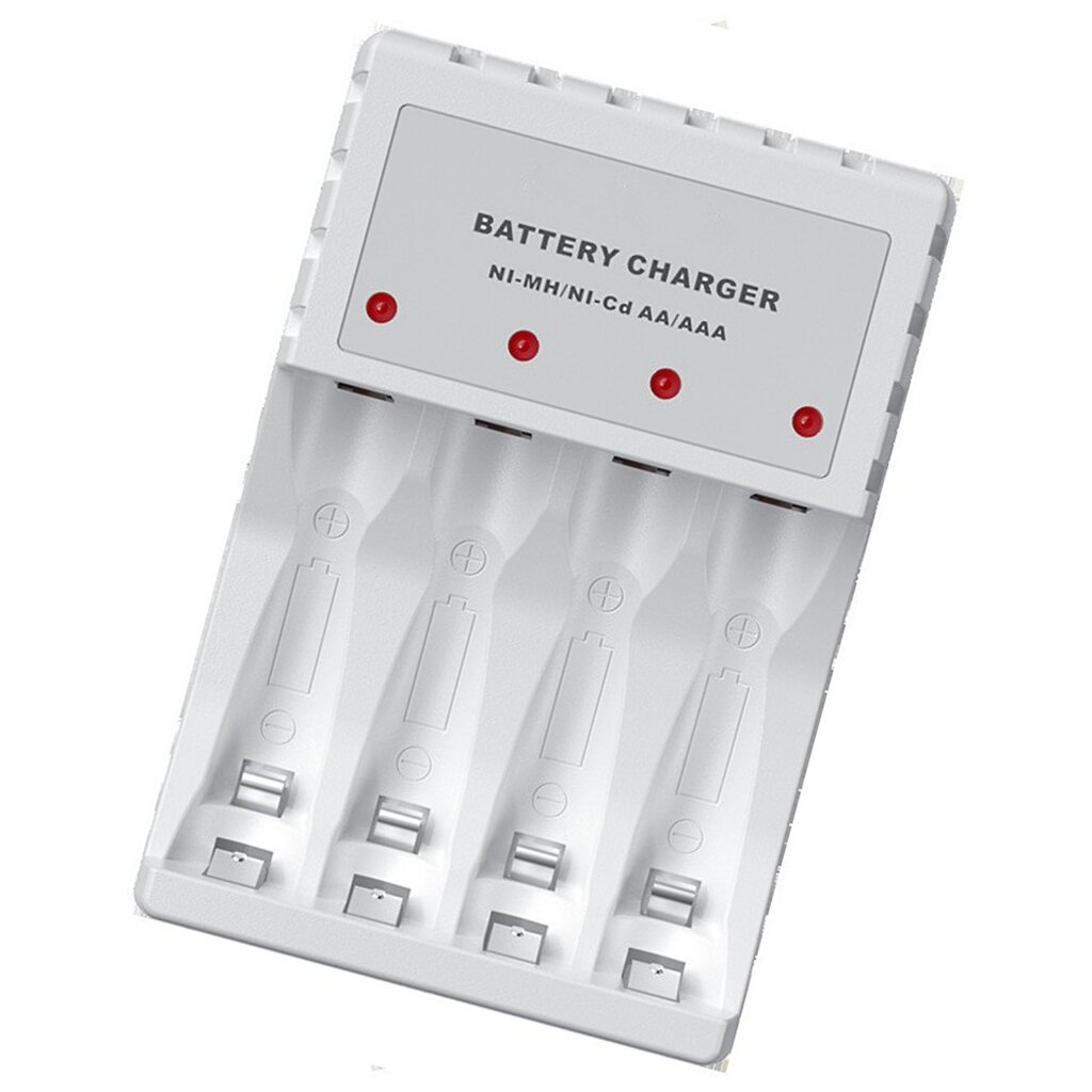 Подходит для аккумуляторной батареи типа АА /ААА, гибридного зарядного устройства с четырьмя слотами USB smart fast charging charger-белый