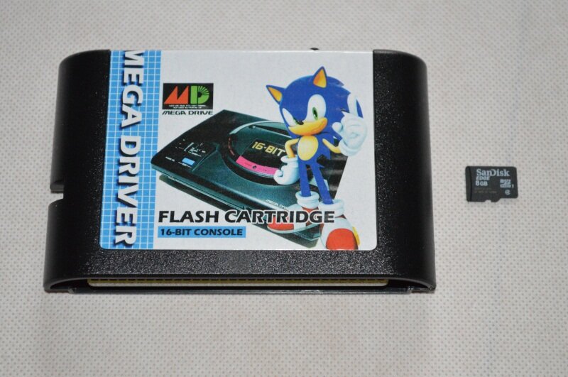 Карта-флешка для Mega Drive V1 - Оригинальная прошивка, совместимость с ретро-играми, чип памяти для сохранения данных,