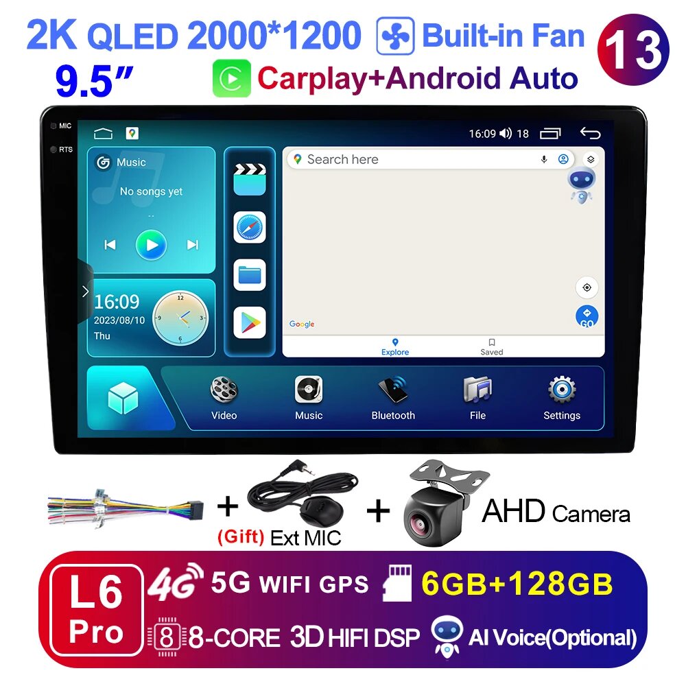 LEHX L6 Pro 2K QLED 2Din Android 14 Автомагнитола стерео Carplay GPS головное устройство для Toyota Volkswagen Hyundai Киа Renault Honda