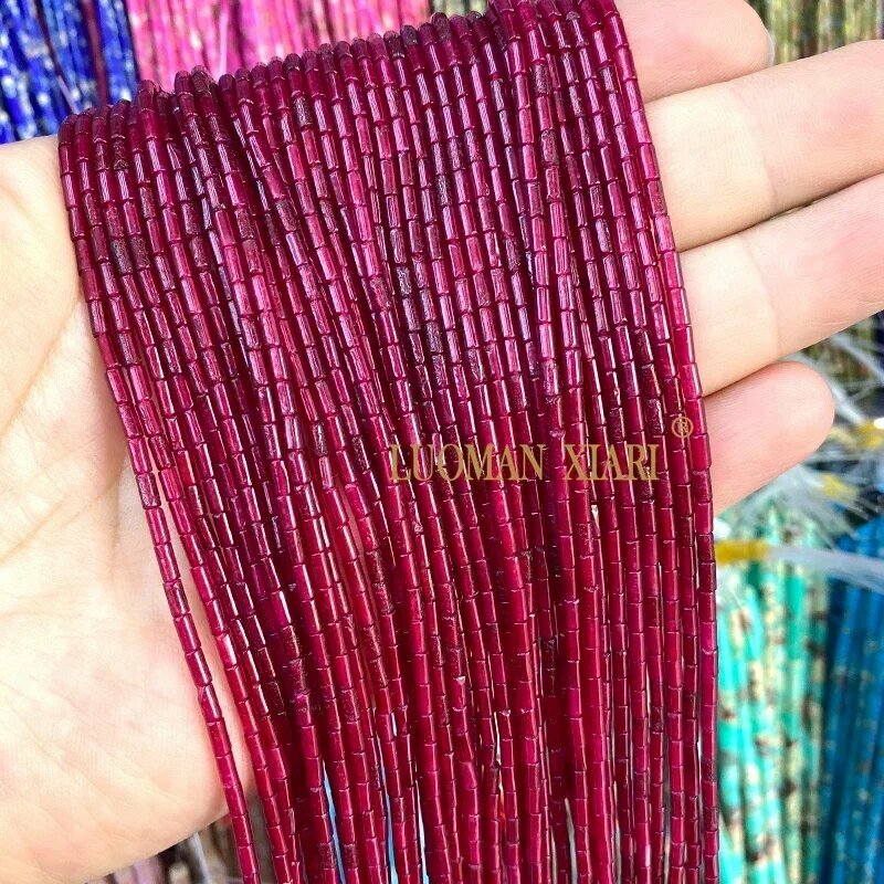 2x4 мм цилиндр натуральный камень рубин красный халцедон свободные трубчатые бусины-разделители для изготовления ювелирных изделий Diy браслет подвески аксессуары