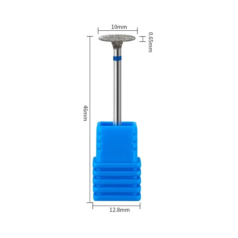 Алмазная фреза для маникюра, 10mm, 0.65mm, 46mm, 12.8mm, Цвет: U