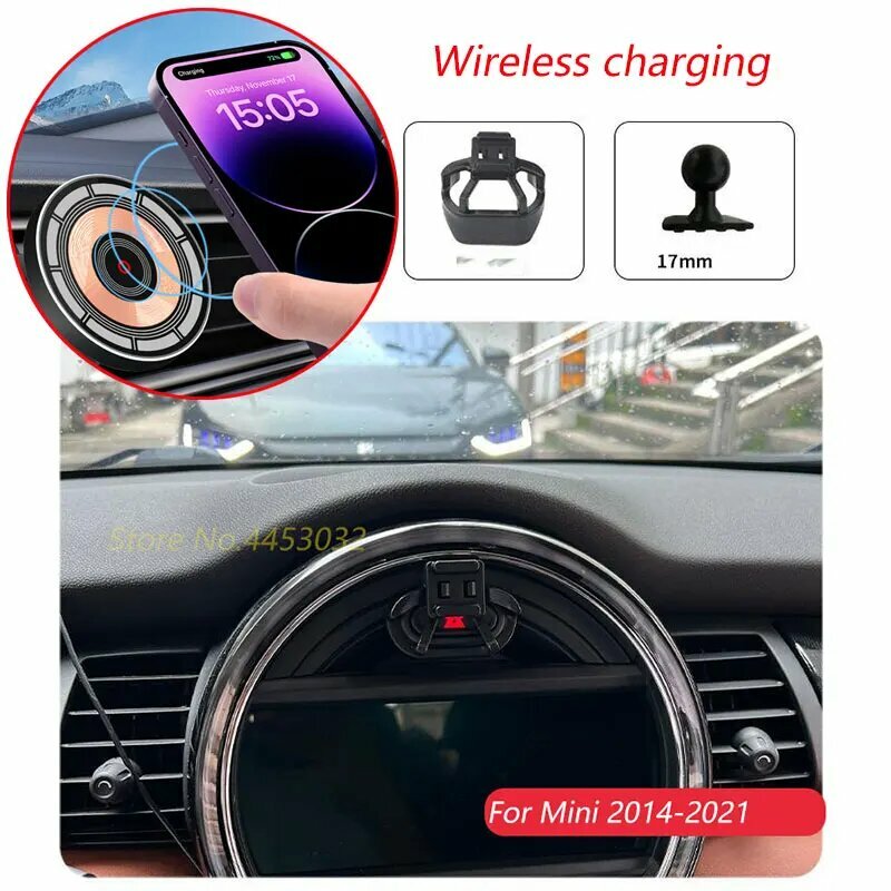 Для BMW Mini Cooper JCW F54 F56 F57 F60 2014-2021 15 Вт автомобильное беспроводное зарядное устройство держатель телефона вращающийся магнитный кронштейн аксессуары