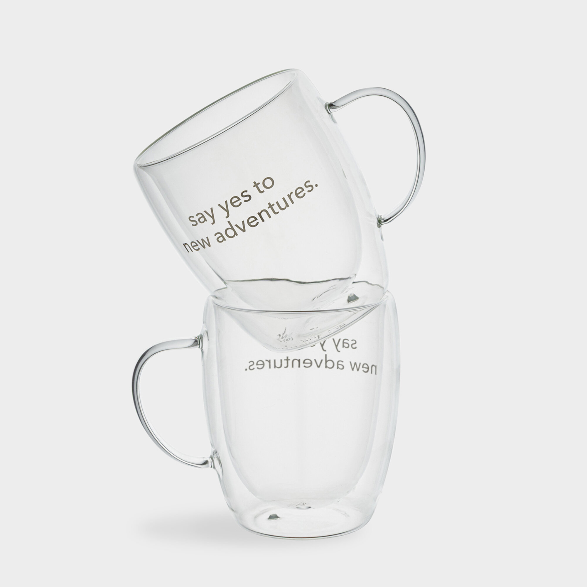Кружка, 320 мл, 2 шт, стекло Б, Say yes to new adventures, Air decor