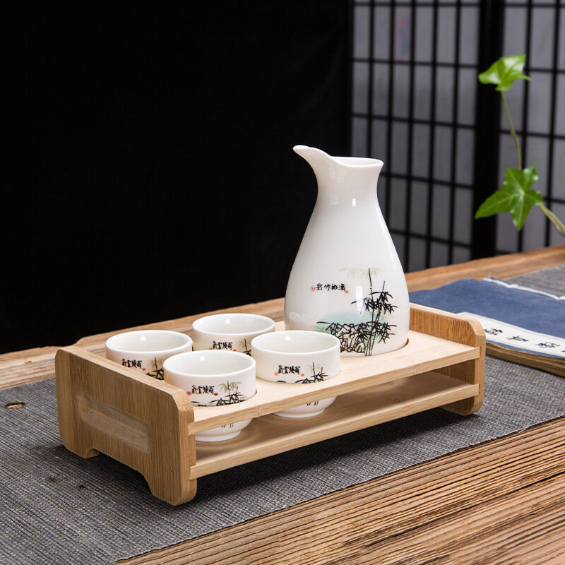 Бытовой Маленький Винный Кувшин Керамический Винный Костюм Диспенсер для рисового вина Стеклянная чашка для спиртных