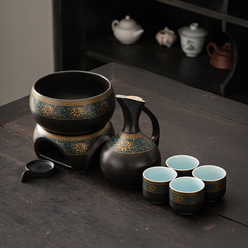 Античный китайский стиль керамический подогреватель вина посуда костюм ликер желтое вино Отопление большой емкости