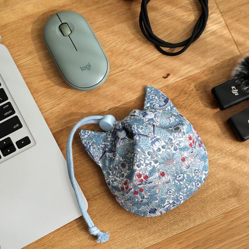 Милый чехол-косметичка для наушников с ушками кошки, на шнурке, через плечо, для Bluetooth-наушников, защитный чехол,