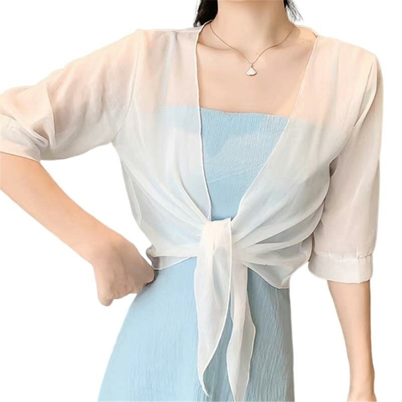 Женский короткий болеро с прозрачными вставками, Белый