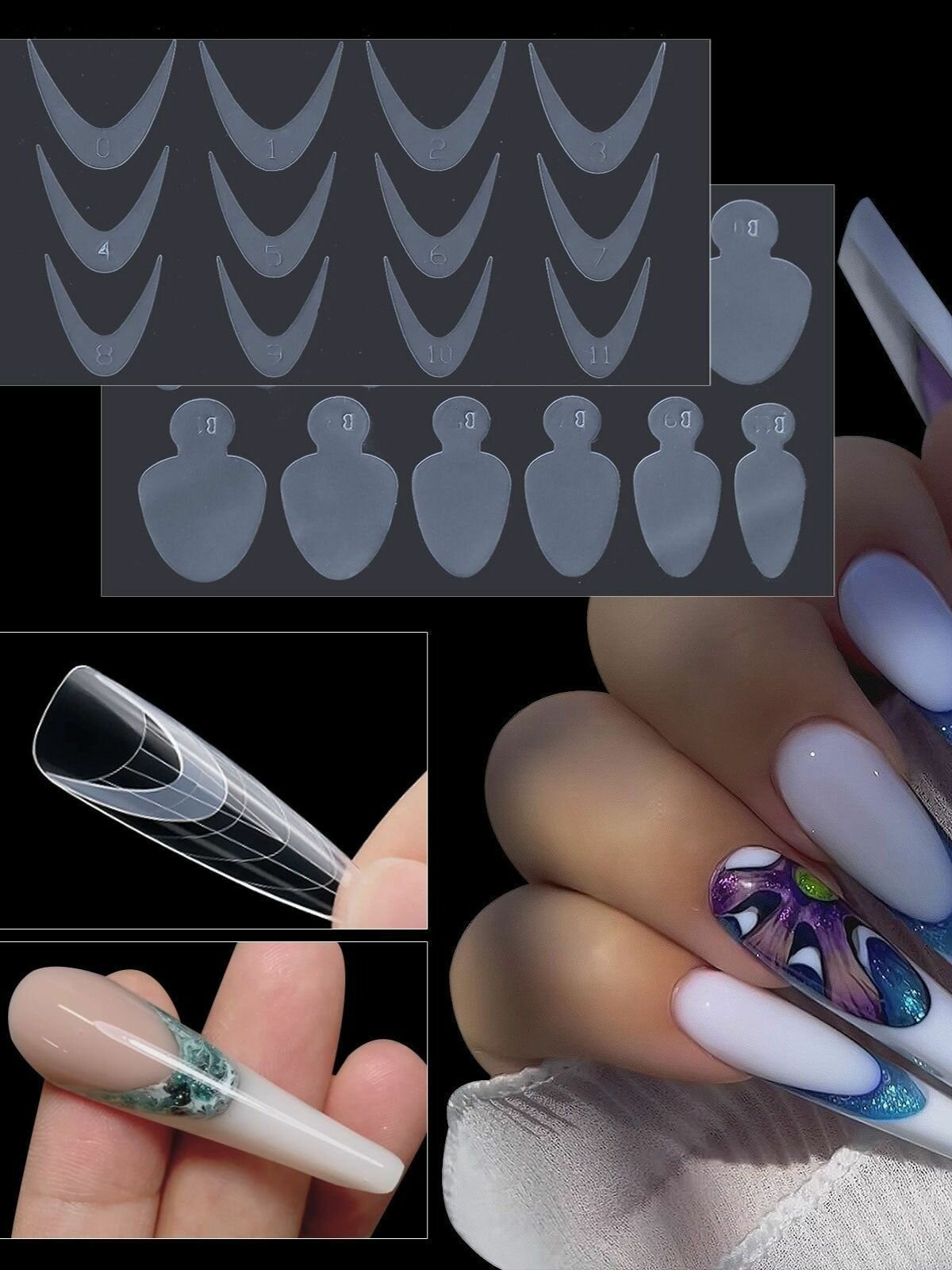 Силиконовые трафареты для френча Glowside / Для наращивания ногтей на верхних формах / Молды /-YG-CJ-0801