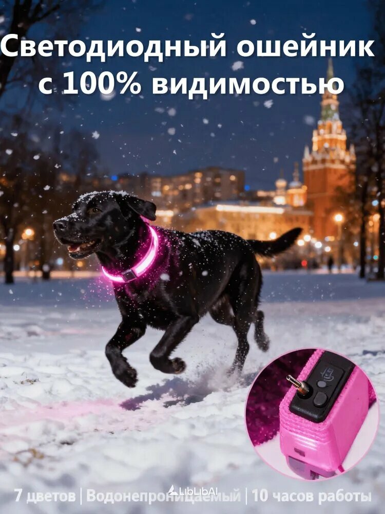 Светящийся ошейник для собак 2 размера (S/M) USB зарядка Водонепроницаемый