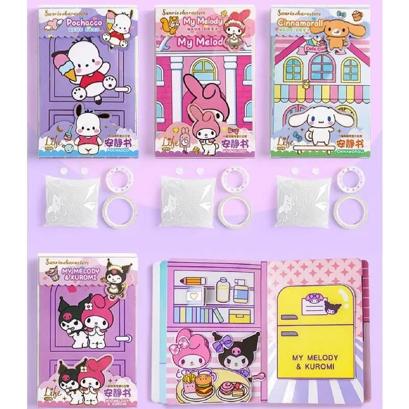 Ручная работа: Тихая книга Куromi и Мелоди для девочек с настраиваемыми бумажными поделками.