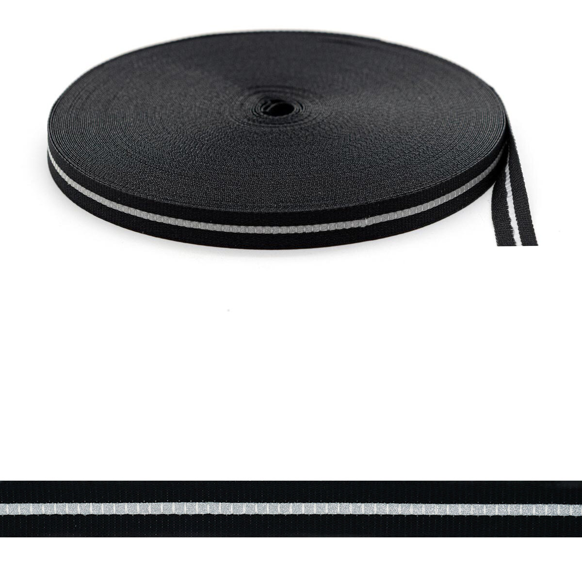 Лента светоотражающая 1 см, 25 м (005 черный), полиэстер, Айрис