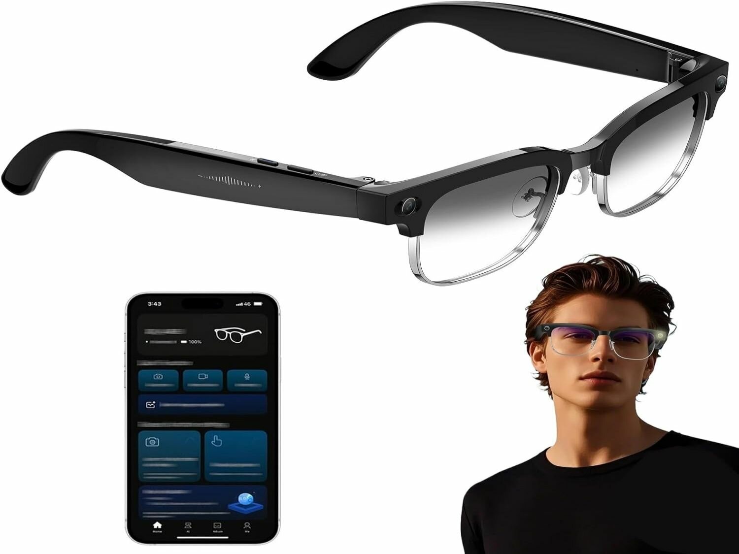 Умные очки W630, 8 миллионов пикселей, двойной микрофон с шумоподавлением, интеллектуальные очки с искусственным интеллектом, BLUETOOTH высокой четкости