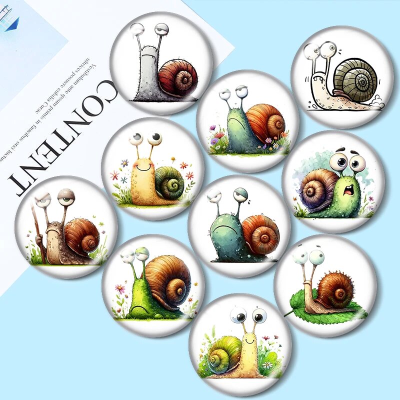 Кабошоны стеклянные улитки 12 мм, 10 шт, Цвет: 10pcs-BG4094-mixed