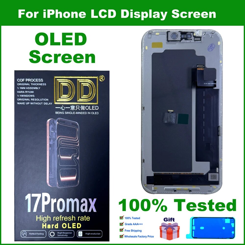 Класс AAA +++ DD OLED-экран для iPhone 17 Pro Max ЖК-дисплей, дигитайзер сенсорного DD-16 Pro-OLED