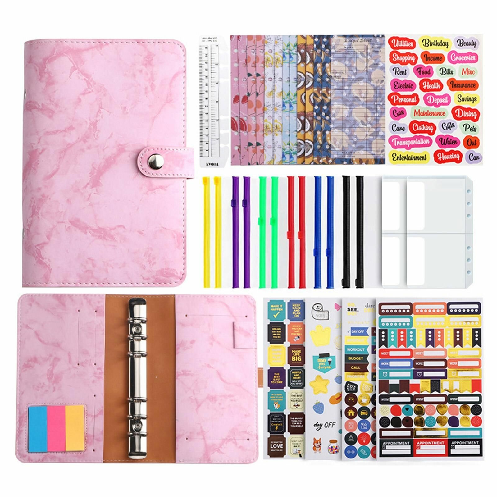 Мраморный планировщик бюджета А6, Розовый - 01