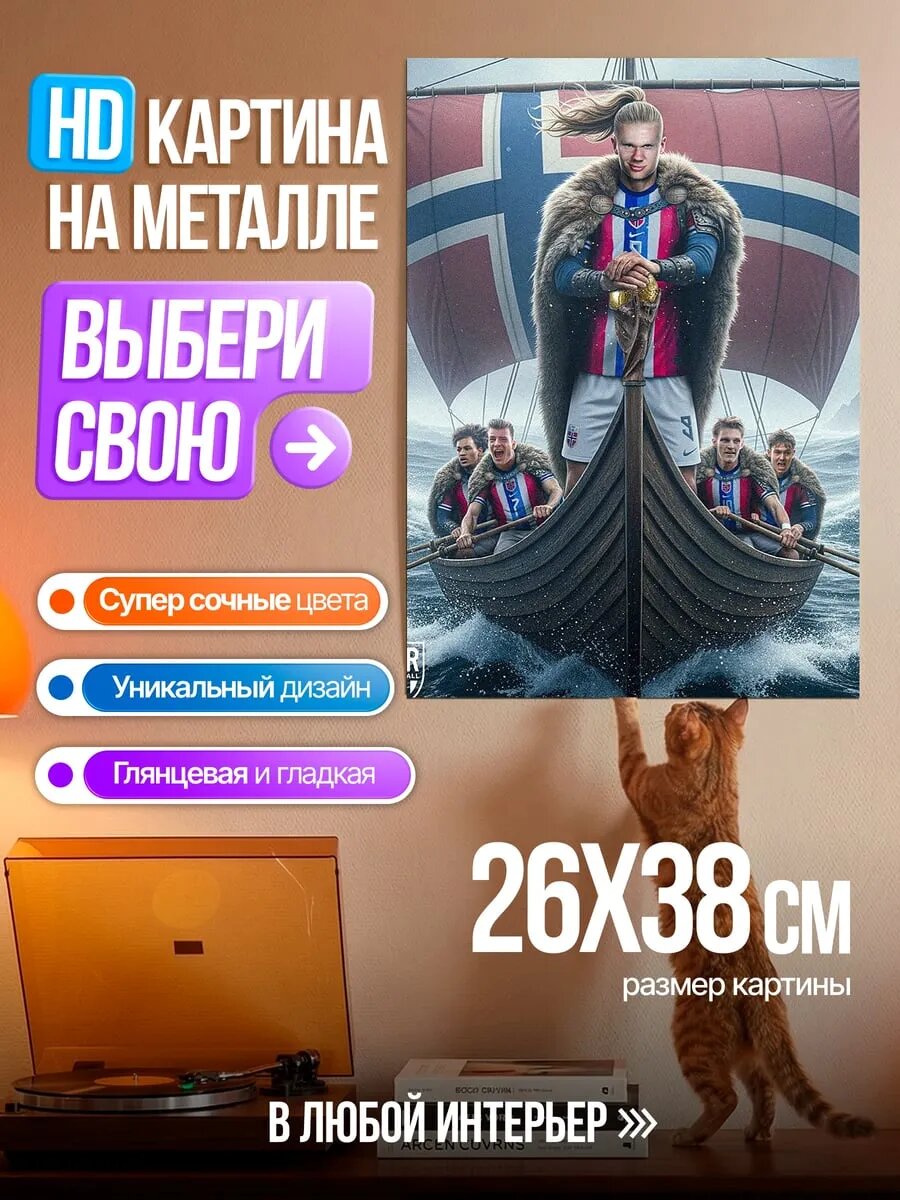 Картина на HD металле Викинг на драккаре