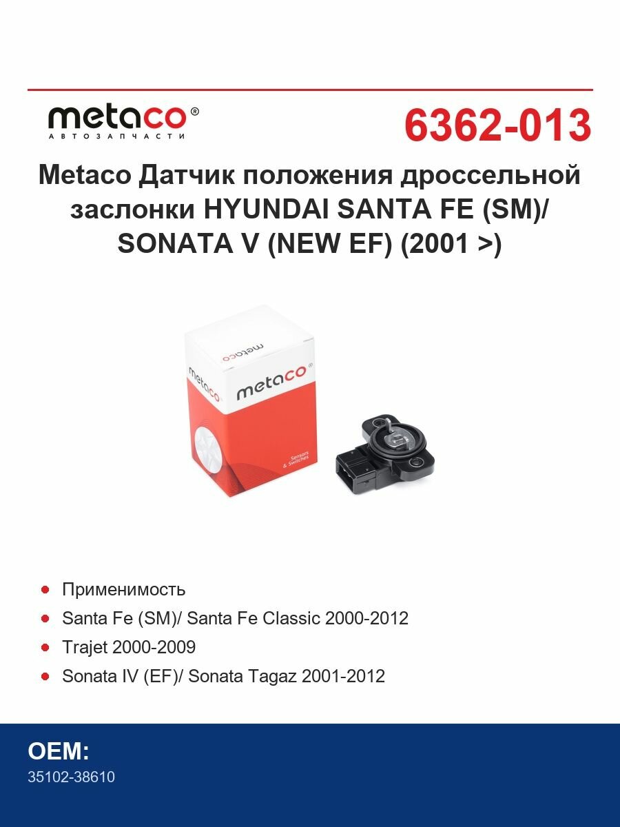 Metaco Датчик положения дроссельной заслонки HYUNDAI SANTA FE (SM)/ SONATA V (NEW EF) (2001 >)