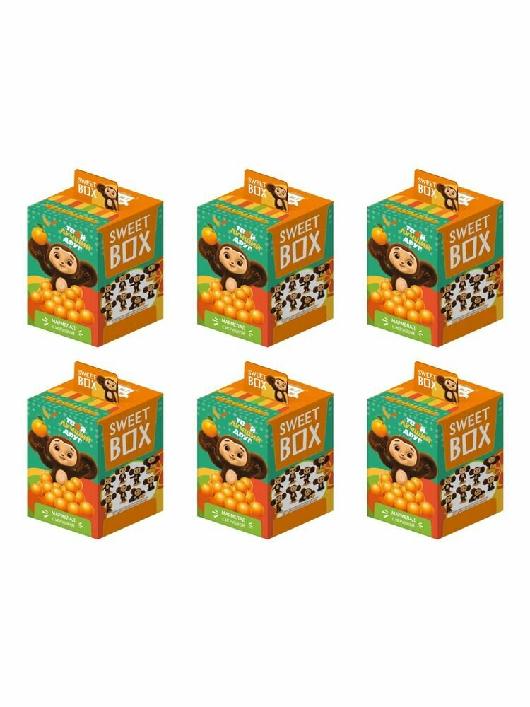 Sweet Box Мармелад жевательный Чебурашка с 3D игрушкой, 10 г, 6 шт