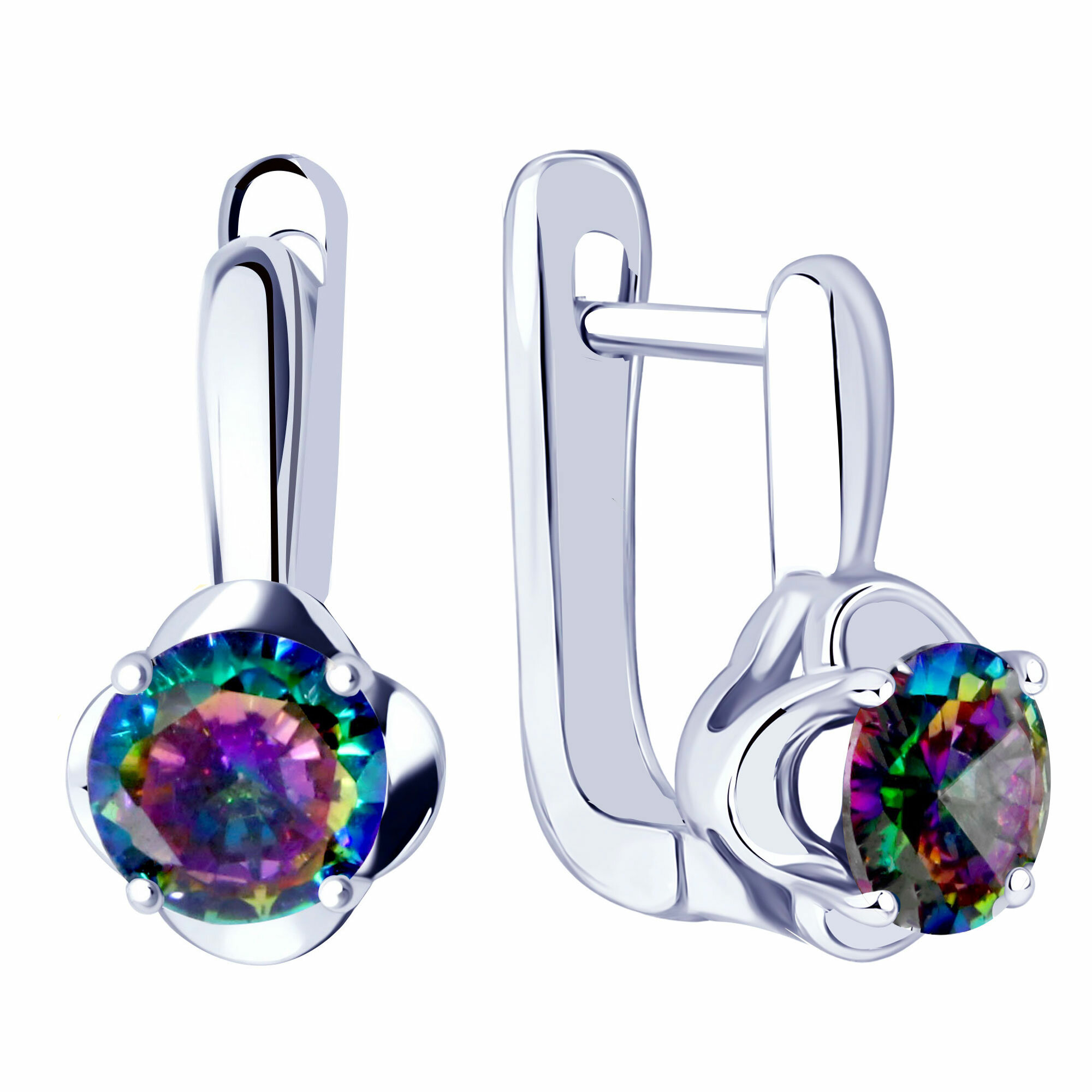 Серьги Diamant online, серебро, 925 проба, родирование, топаз