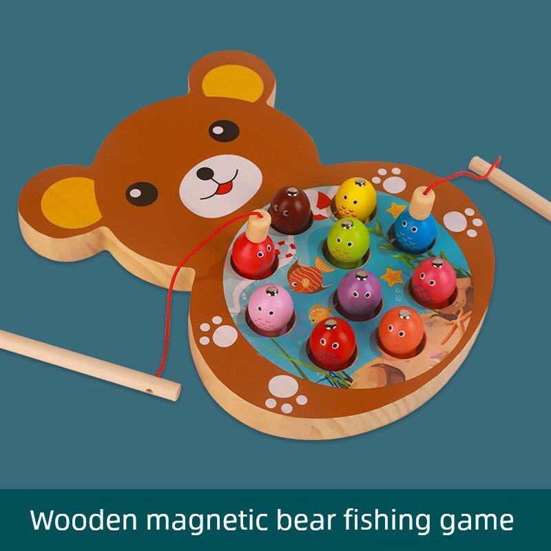 Магнитная игра-рыболовка с цифрами для детей 1-3 лет — Обучающая игрушка с медвежонком, подарок на день рождения