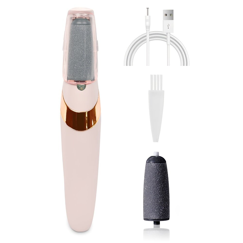 Электрическая пилка для стоп аккумуляторная с USB-зарядкой, портативная, для удаления натоптышей, эргономичная, розовая, 1 шт.