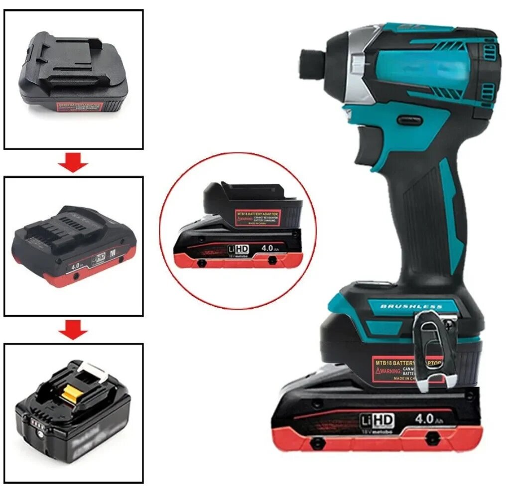 Адаптер аккумулятора Metabo 18В к Makita 18В