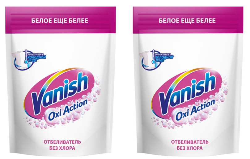Пятновыводитель Vanish Oxi Action White, для белого белья, 500 г, 2 шт