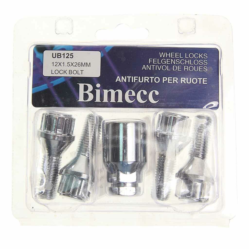 Болт колеса М12х1.5х25 секретки конус комплект 4шт. головка под ключ 17/19мм, UB125, BIMECC