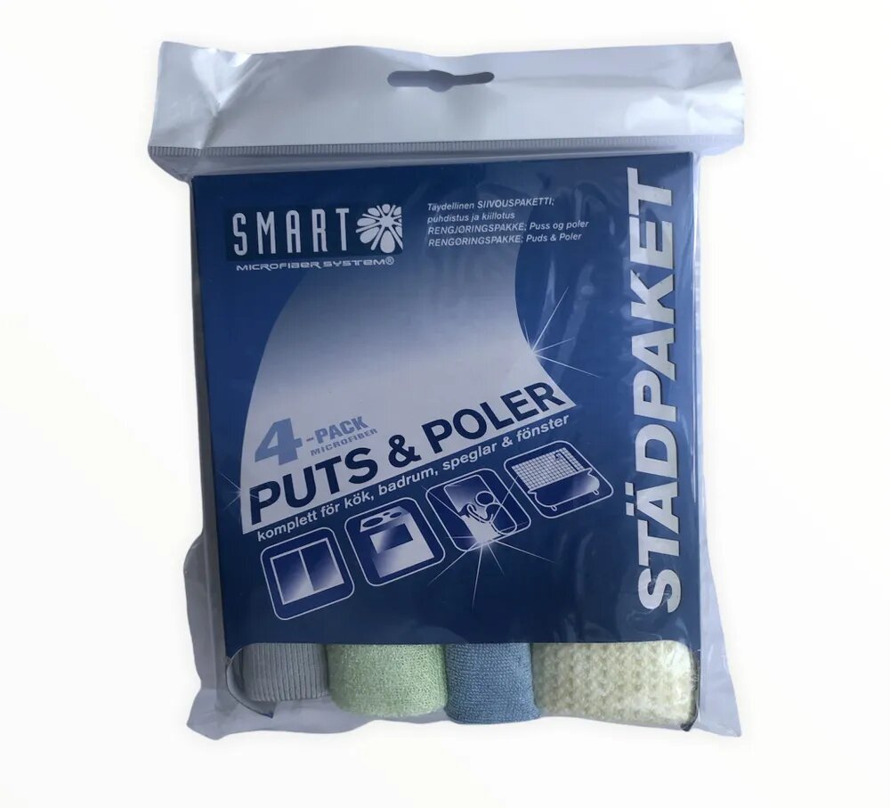 Комплект салфеток для стекла/уборки Smart Microfiber System - 4 шт