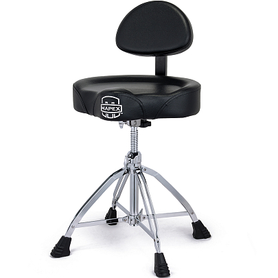 Mapex T875 Стул с седлообразным виниловым сиденьем и спинкой, ось с резьбой, двойные ножки