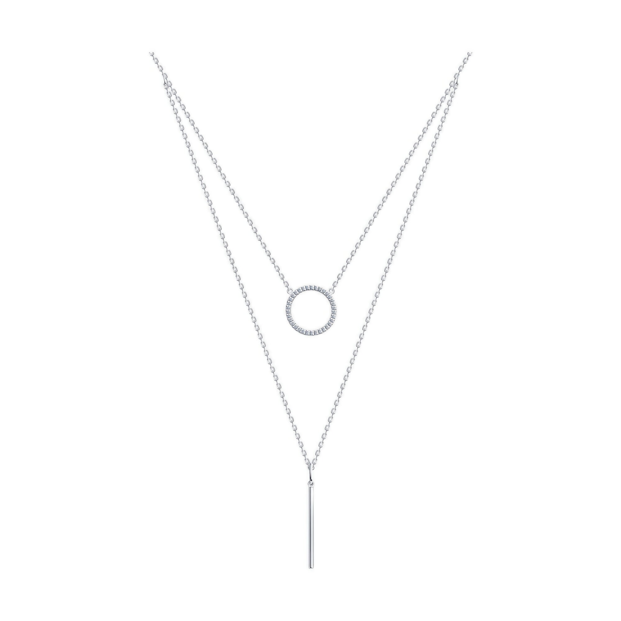 Колье, серебро, 925 проба, родирование, фианит