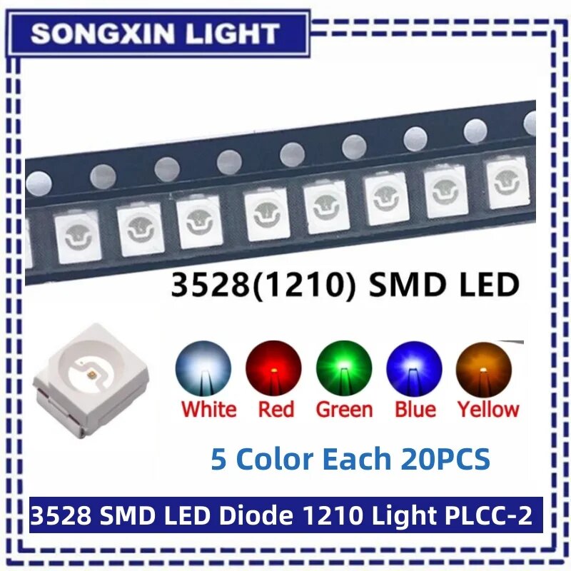 Светодиоды SMD 3528 1210 RGB набор XIASONGXIN LIGHT 5 COLOR EACH 20PCS