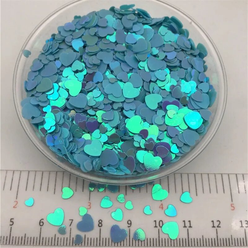KUNQI ПВХ блестки сердце 3 мм 4 мм 6 мм Бирюзовый, 20g 346mm Mix, AB Blue