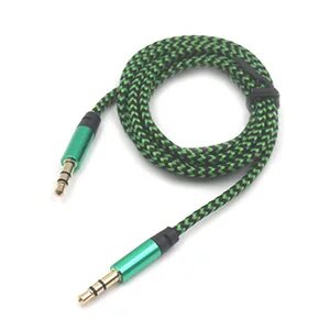 Аудиокабель Aux 3,5 мм, Нейлоновый, 1 м, Золотой, для iPhone, Samsung, Xiaomi Green