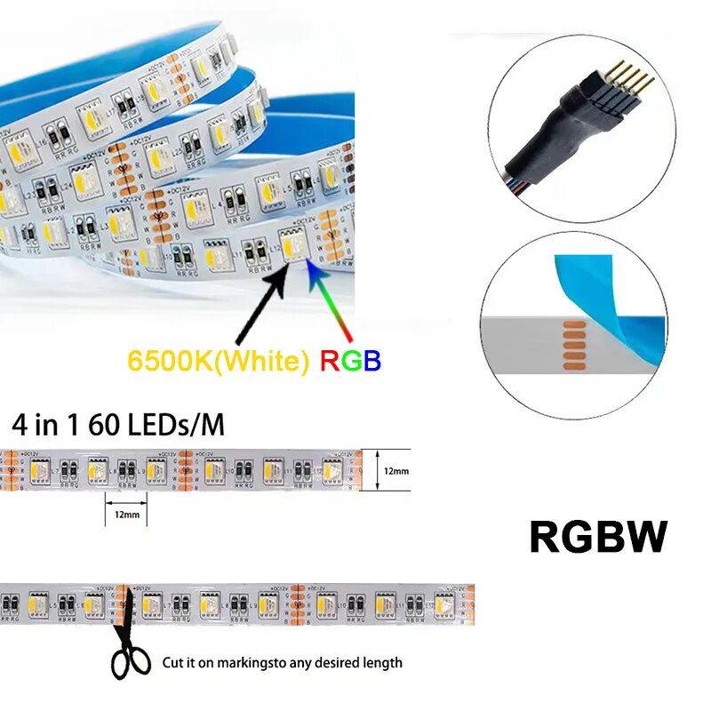 RGB светодиодная лента Dengsum 5м RGBW, 24V, Waterproof