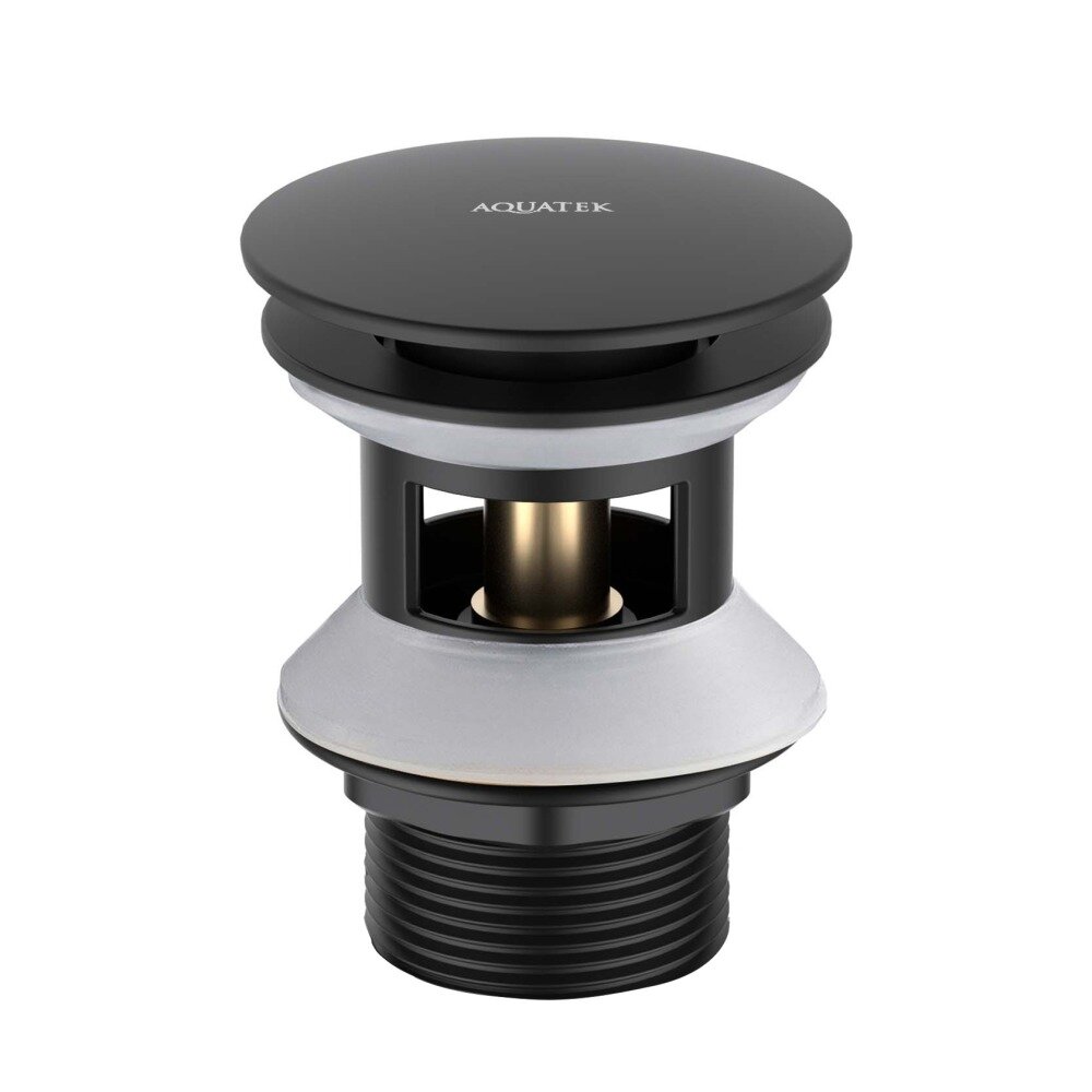 Донный клапан Aquatek AQ6002MB, автоматический, для раковины, черный