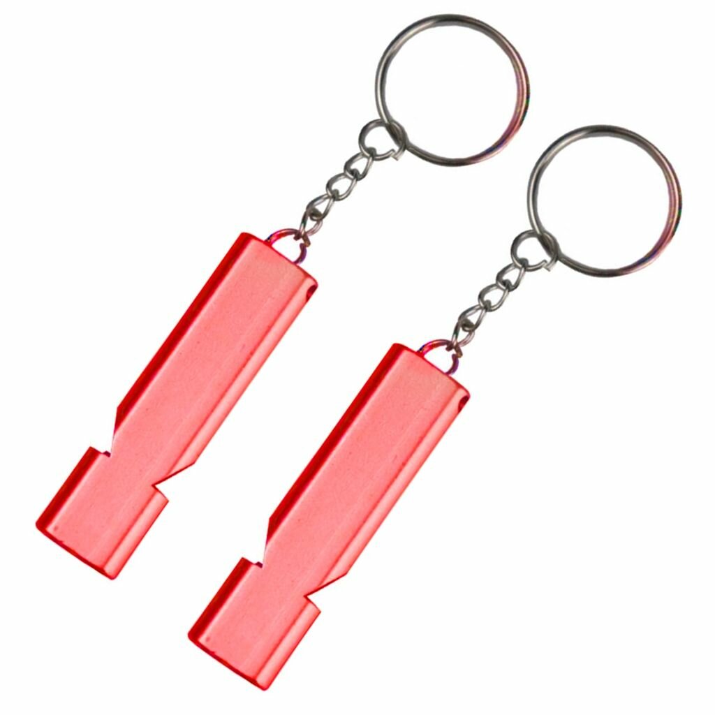2 двухчастотных спасательных свистка из алюминиевого сплава красного цвета