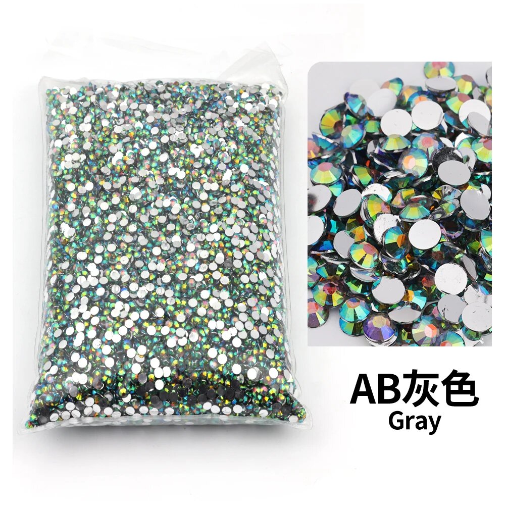 Плоские стразы из полимера IDIYEA 2-6 мм 6mm SS30-1000pcs, Transparent gray AB