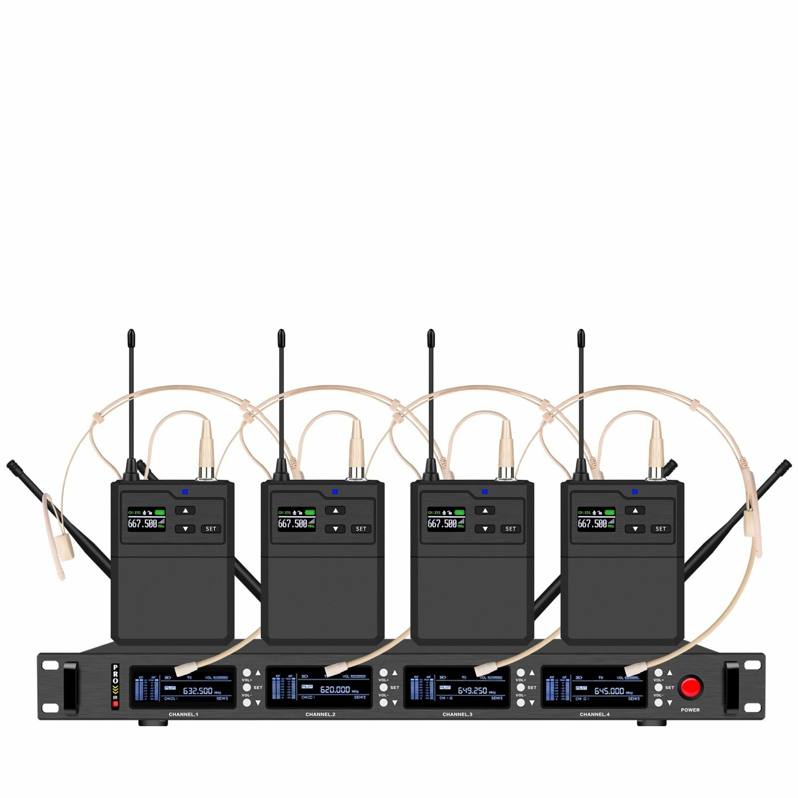 Головной микрофон беспроводной 4 канала Микрофон с оголовьем Конденсатор, бежевый цвет