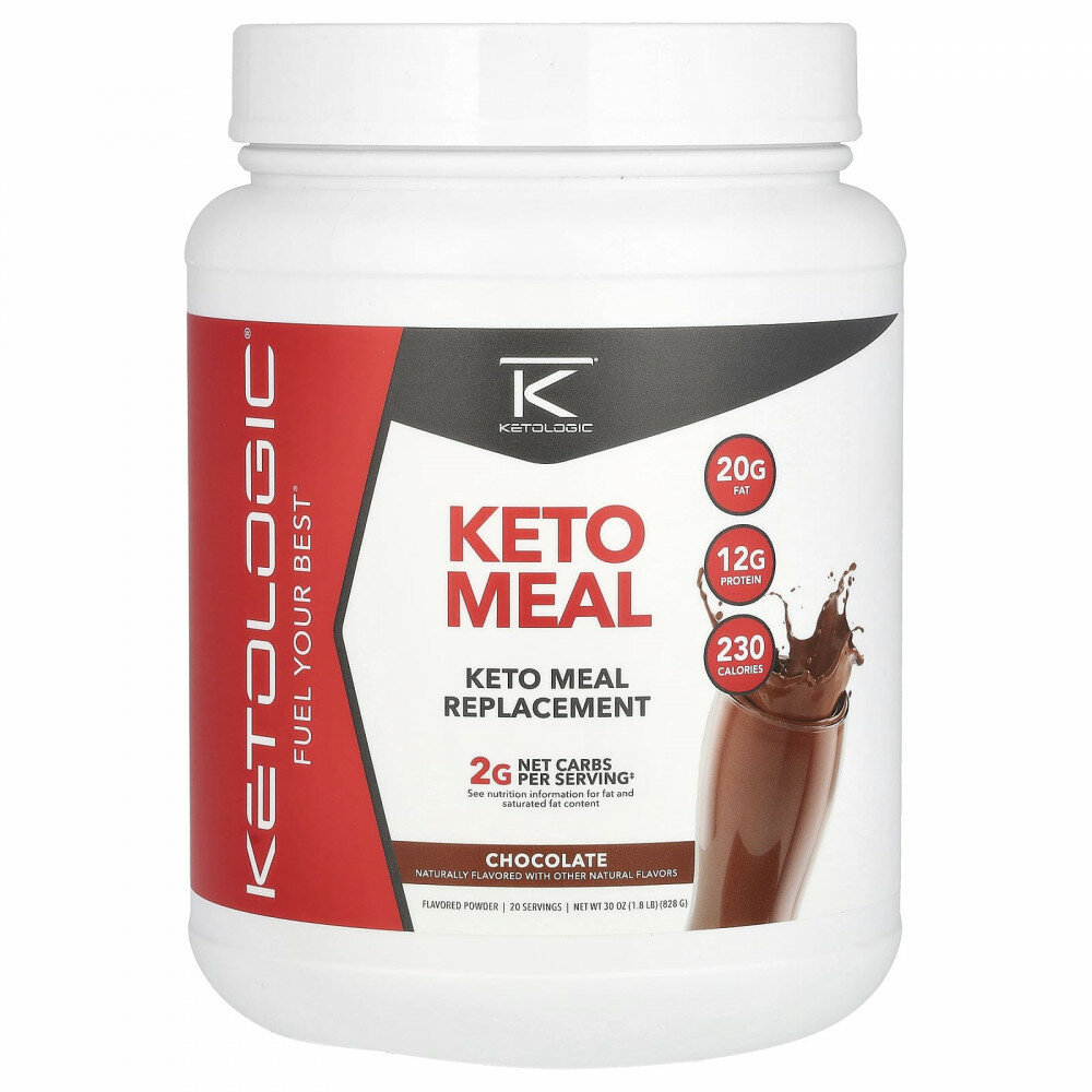 KetoLogic, KetoMeal, заменитель еды, шоколад, 828 г (1,8 фунта)